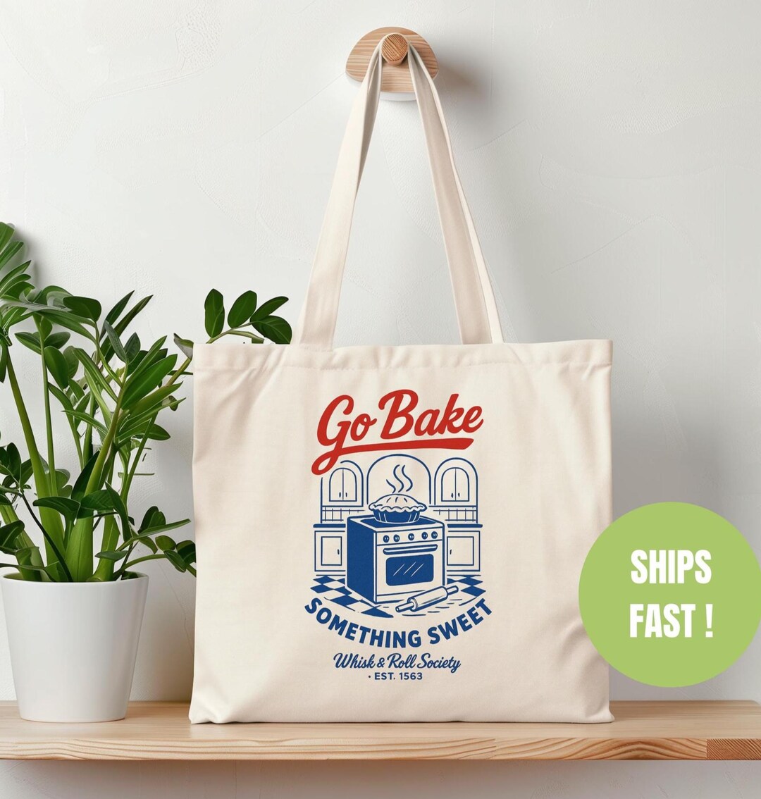 Go Bake Cotton Canvas Tote Bag: Kitchen & Market Shopping - Etsy