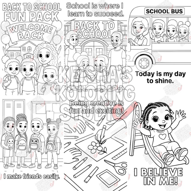 Affirmation Coloring Pages: Back to School Printable Bundle (PDF ...