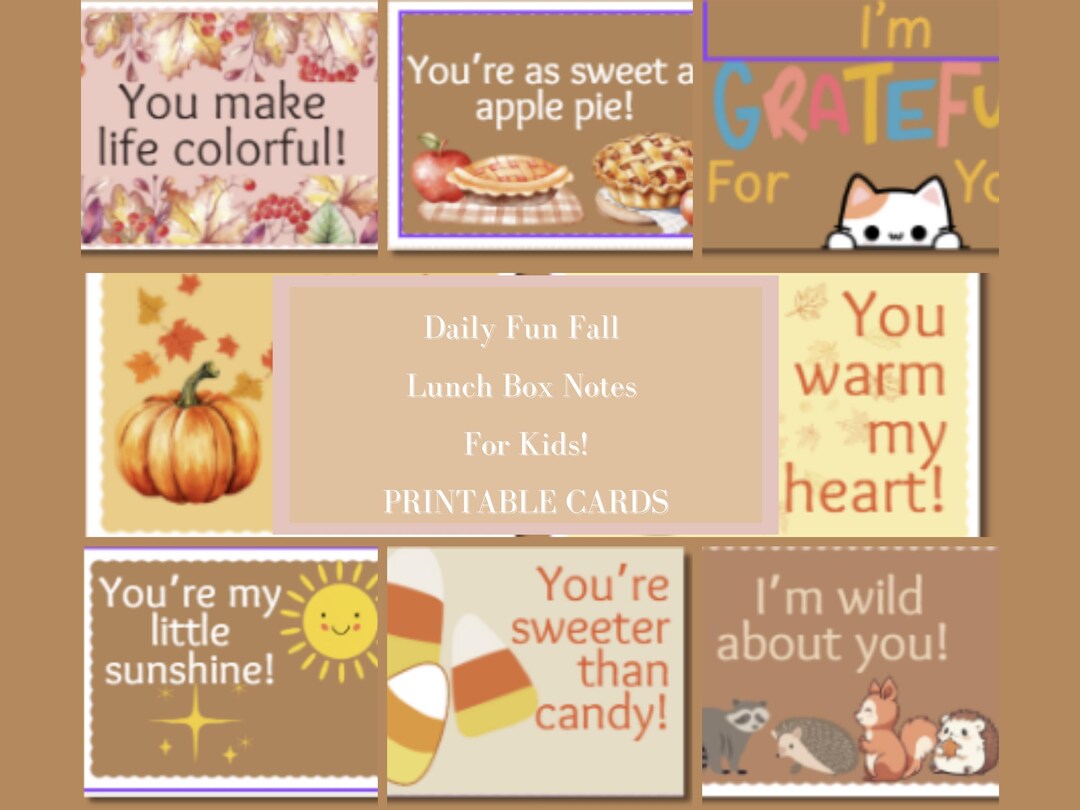 Fall Lunch Box Notes for Kids - Etsy