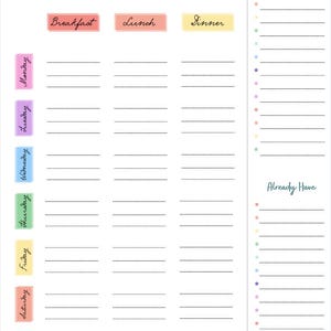 Complete Weekly Meal Planner and Grocery List, Keep Track of ALL Your ...