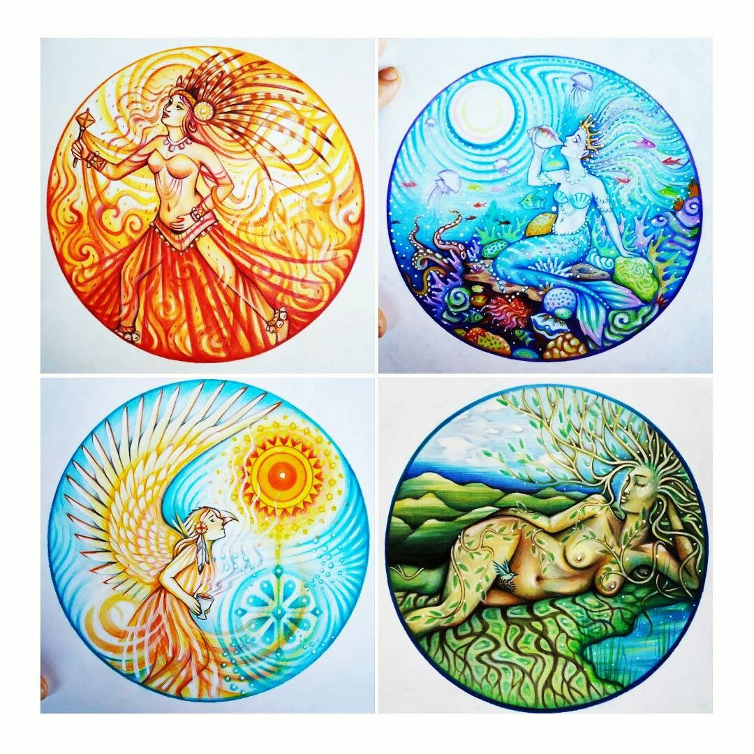 Stickers Set of 4 Witches 4 Elements Stickers Fire Witch, Earth Witch ...