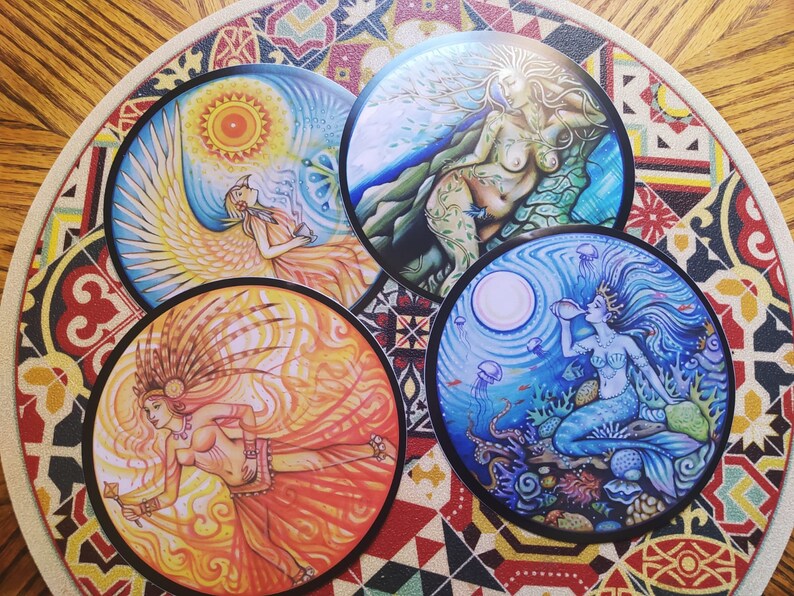 Stickers Set of 4 Witches 4 Elements Stickers Fire Witch, Earth Witch ...