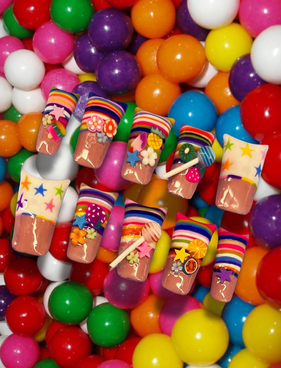 Bubble Gum Themed Press on Nails - Etsy