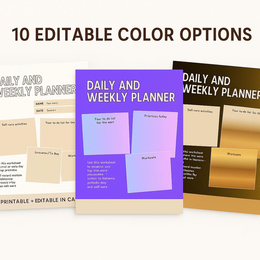 Daily and Weekly Planner – ADHD Friendly, Editable in Canva - Etsy