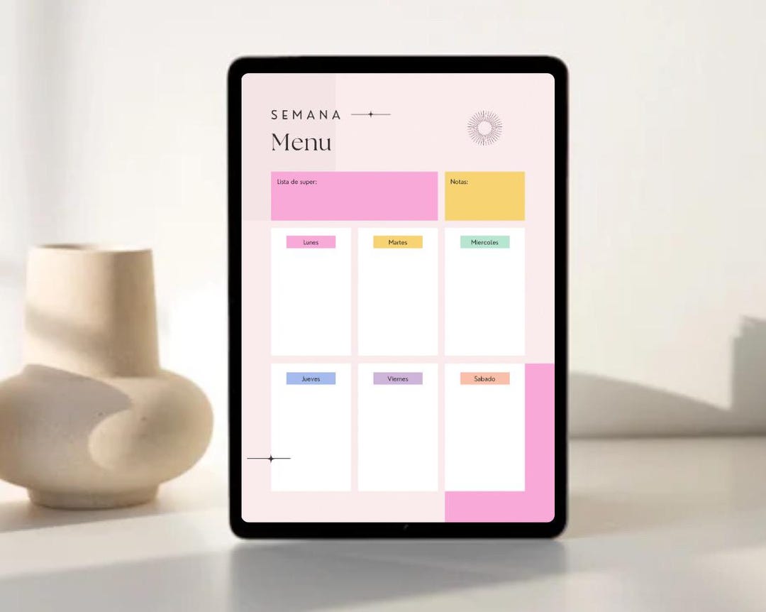 Printable Weekly Menu-pdf- Spanish - Etsy