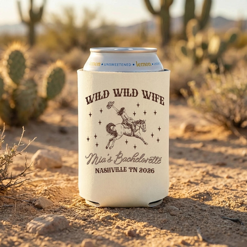Wild Wild Wife Can Coolers, Personalized Western Bachelorette Can ...