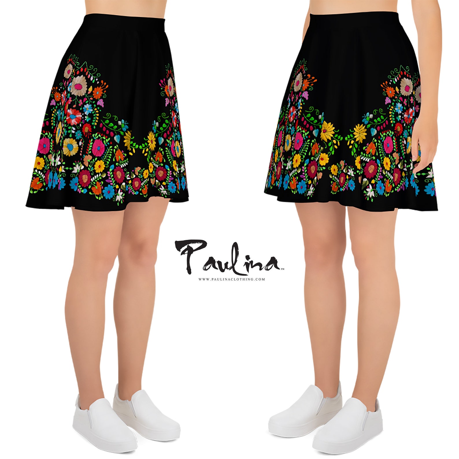 Maya Embroidery Print Circle Skirt With Elastic Waist Band - Etsy