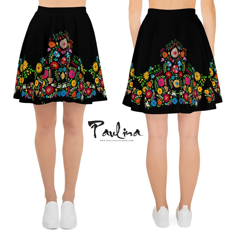 Maya Embroidery Print Circle Skirt With Elastic Waist Band - Etsy