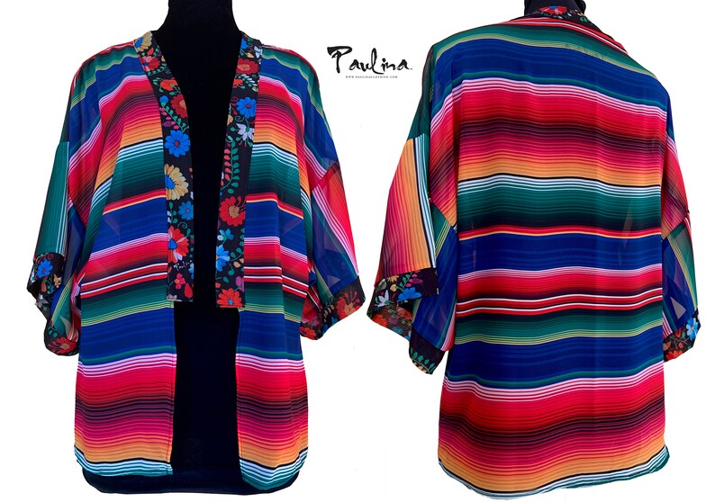 Serape Stripe Open Front Semi Sheer Kimono Cover up Cardigan | Etsy