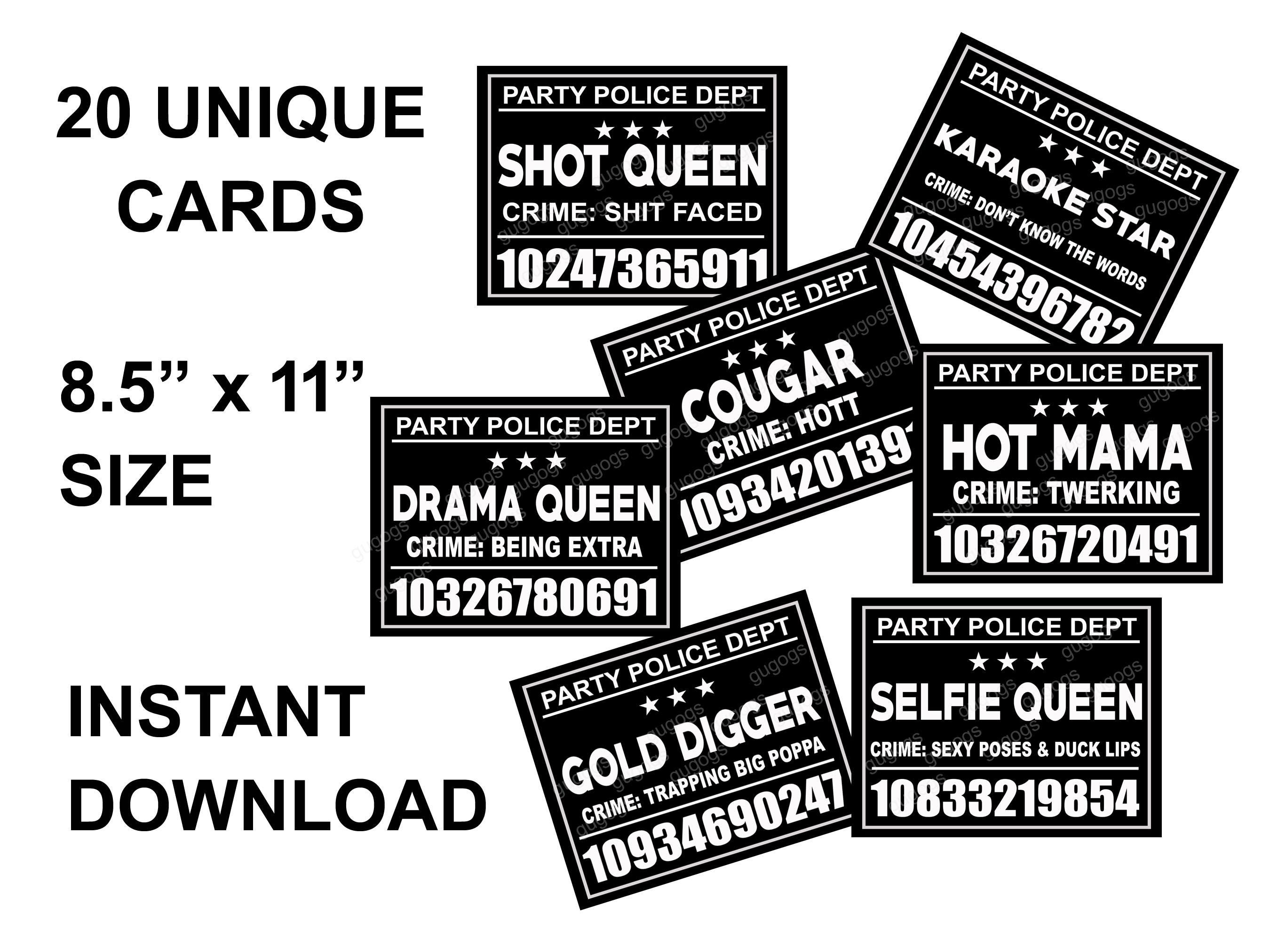 Printable Bachelorette Mugshot Cards – 20 Funny Photo Booth Signs ...