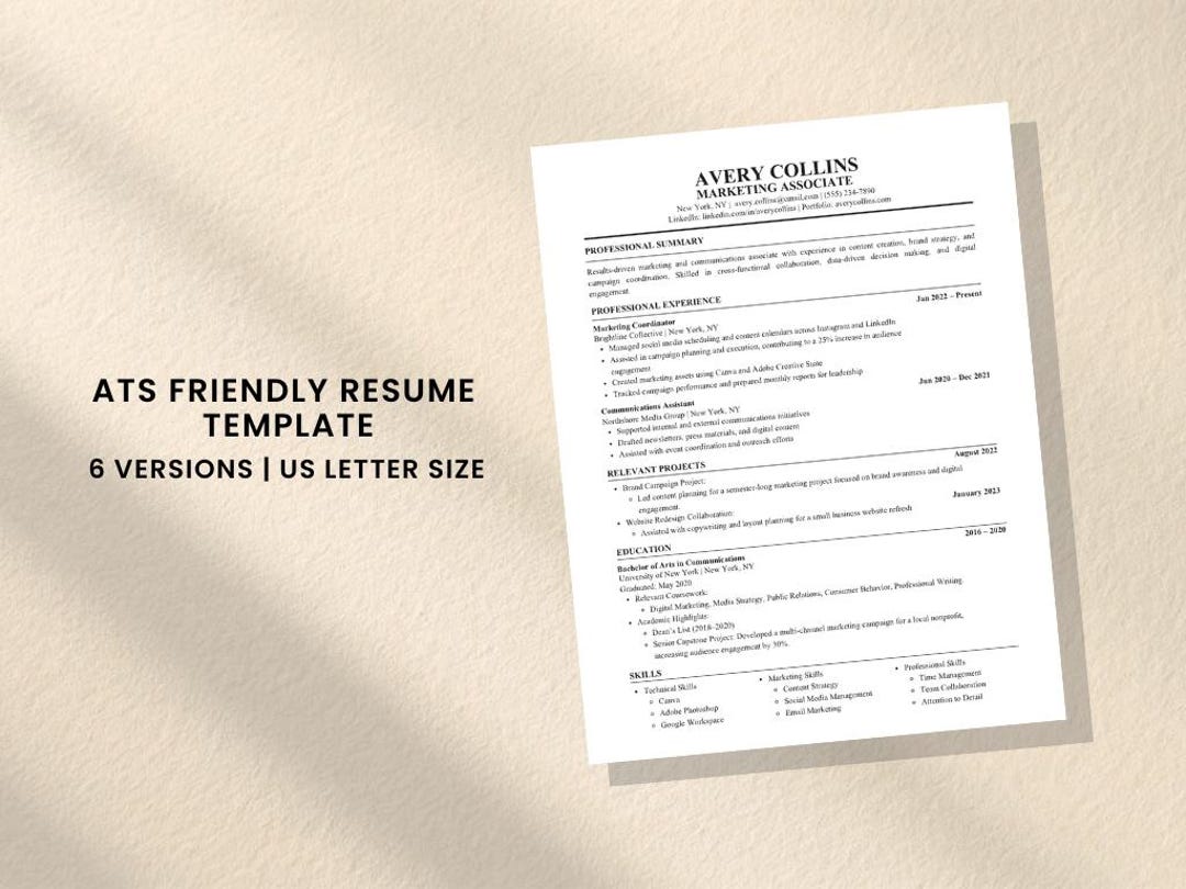ATS Modern Resume Template Bundle | 6 Canva Designs, US Letter (digital ...