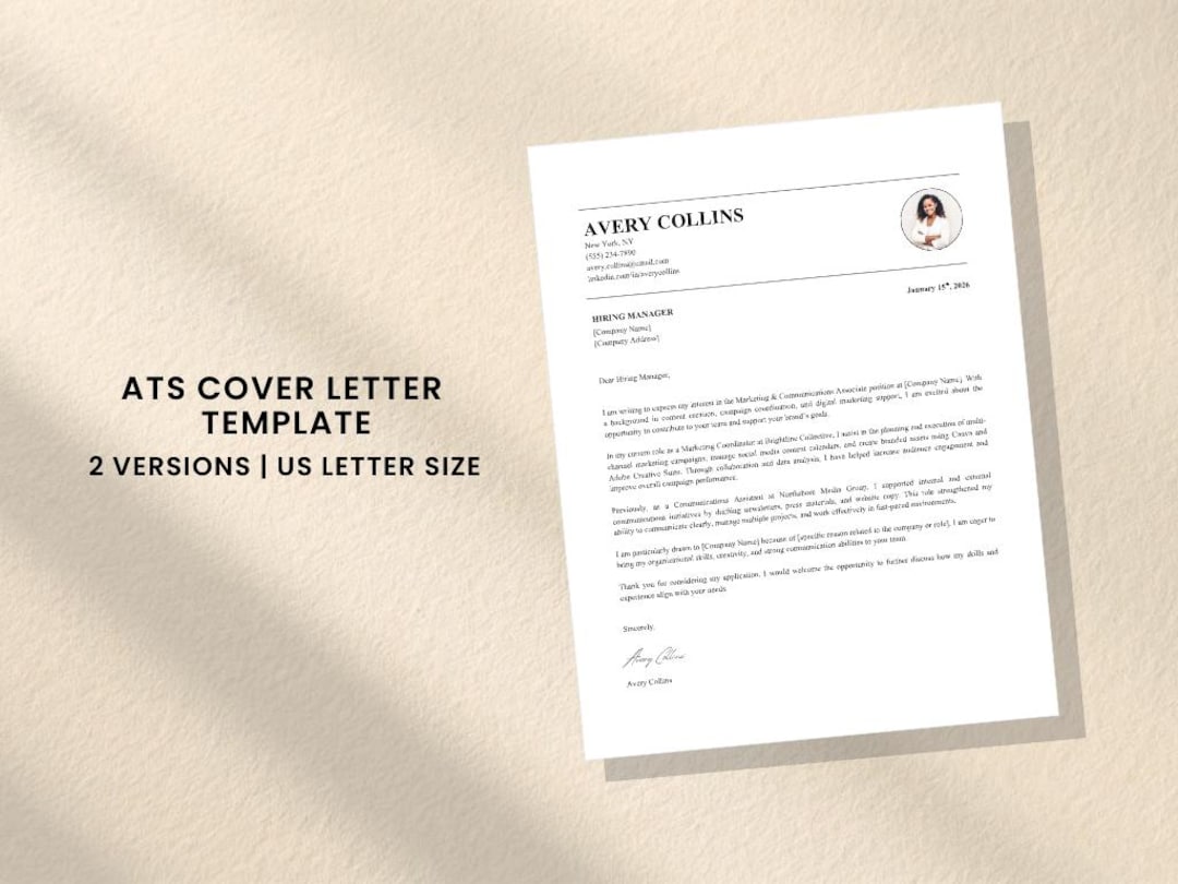 ATS Cover Letter Template | Modern, Professional | Editable Canva ...