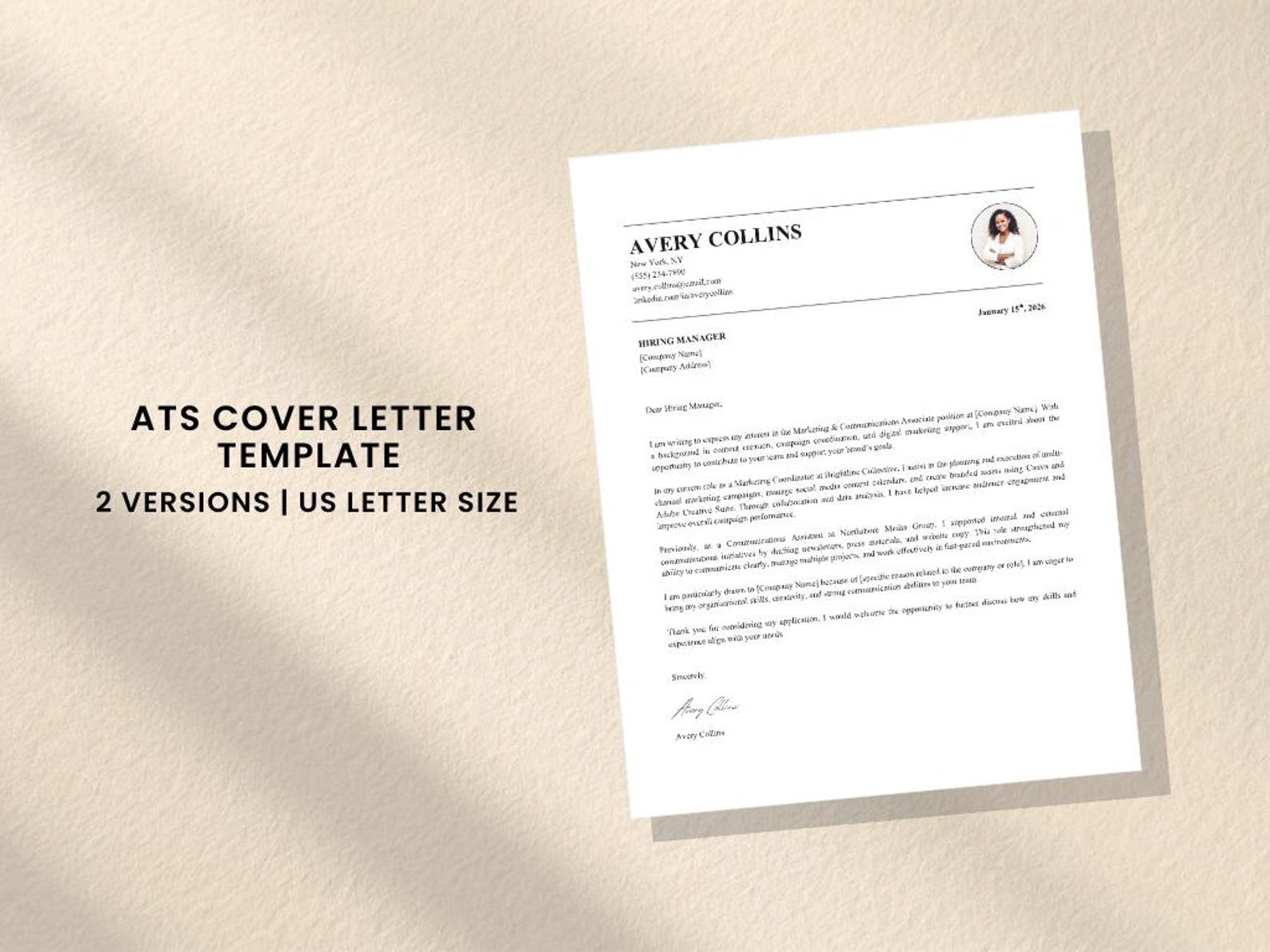 ATS Cover Letter Template | Modern, Professional | Editable Canva ...