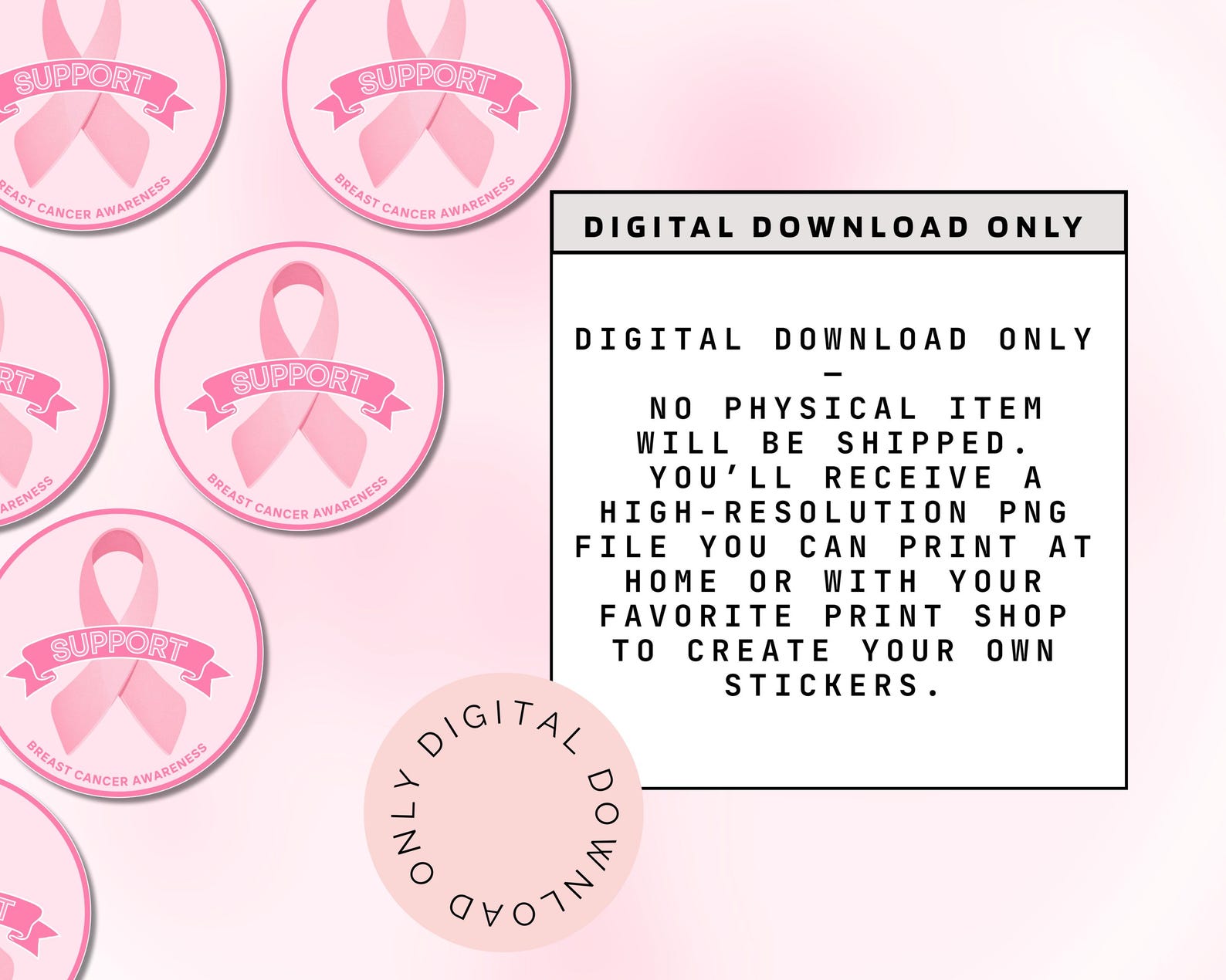 Breast Cancer Awareness Sticker Clip Art, Digital Download, Printable ...