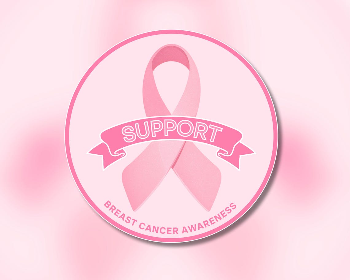 Breast Cancer Awareness Sticker Clip Art, Digital Download, Printable ...