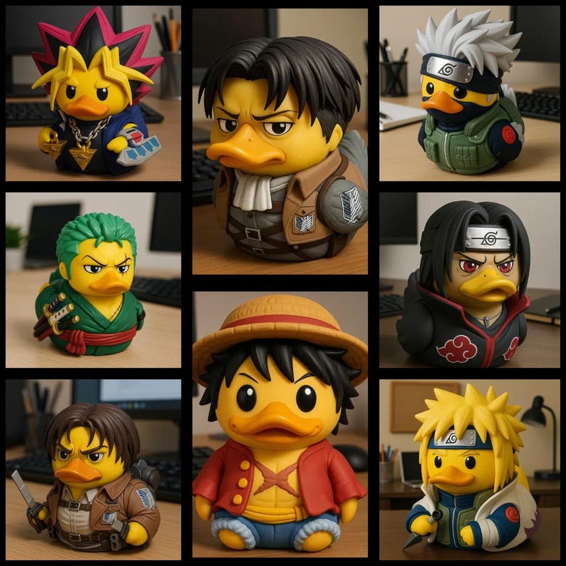 Anime Ducks 3D Printed Resin Duck Statuettes, Ducks Inspired by Anime ...