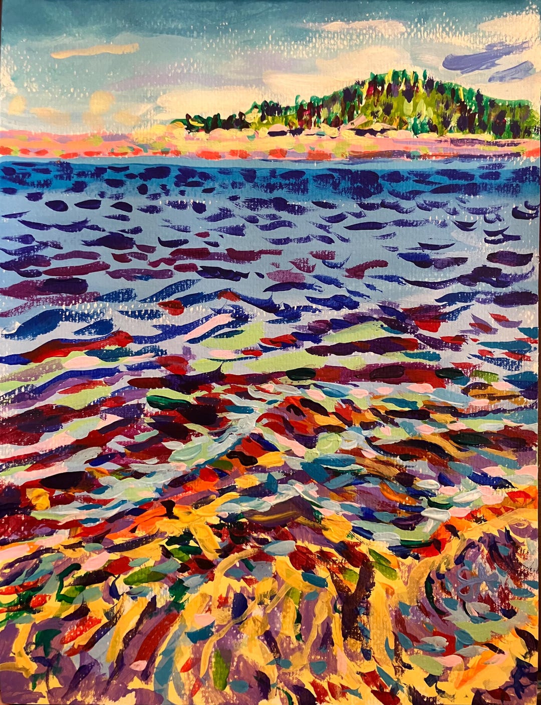 Lake Superior Acrylic Painting: Ontario Beach Scene, Expressive ...