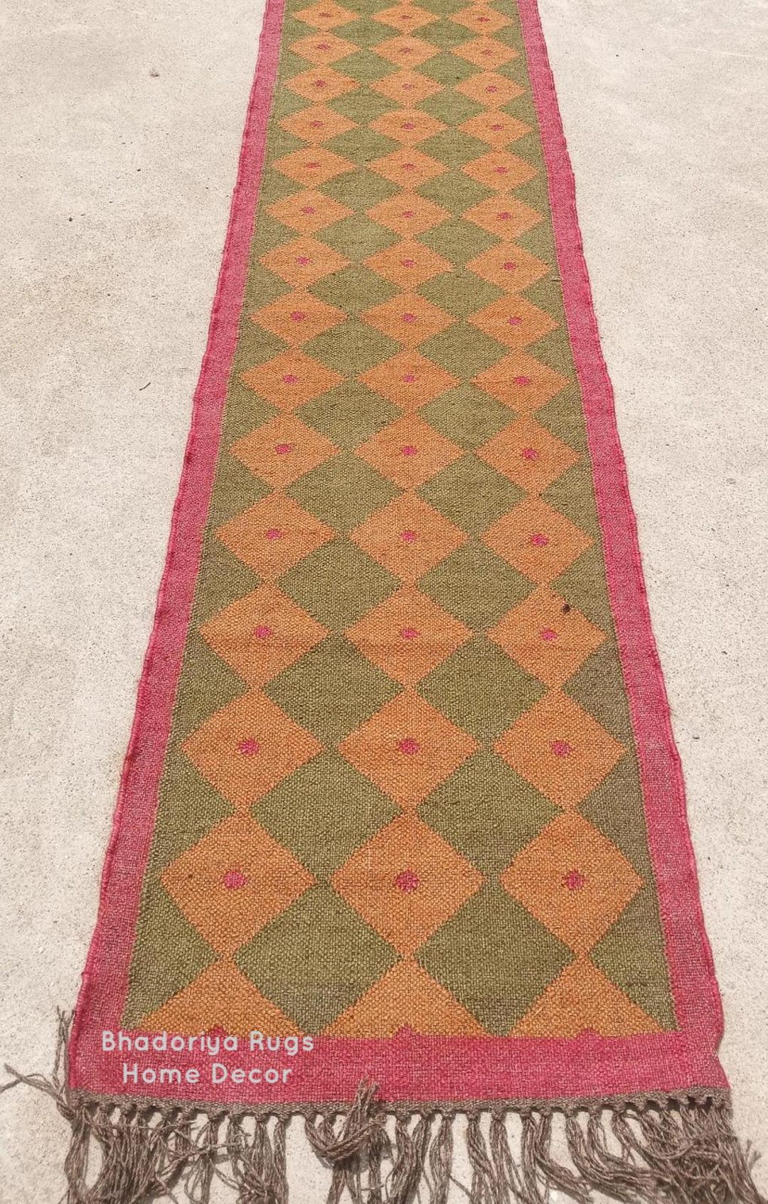 Handwoven Wool Jute Kilim Runner Rug, Rustic Stair Decor 2.6x20ft ...
