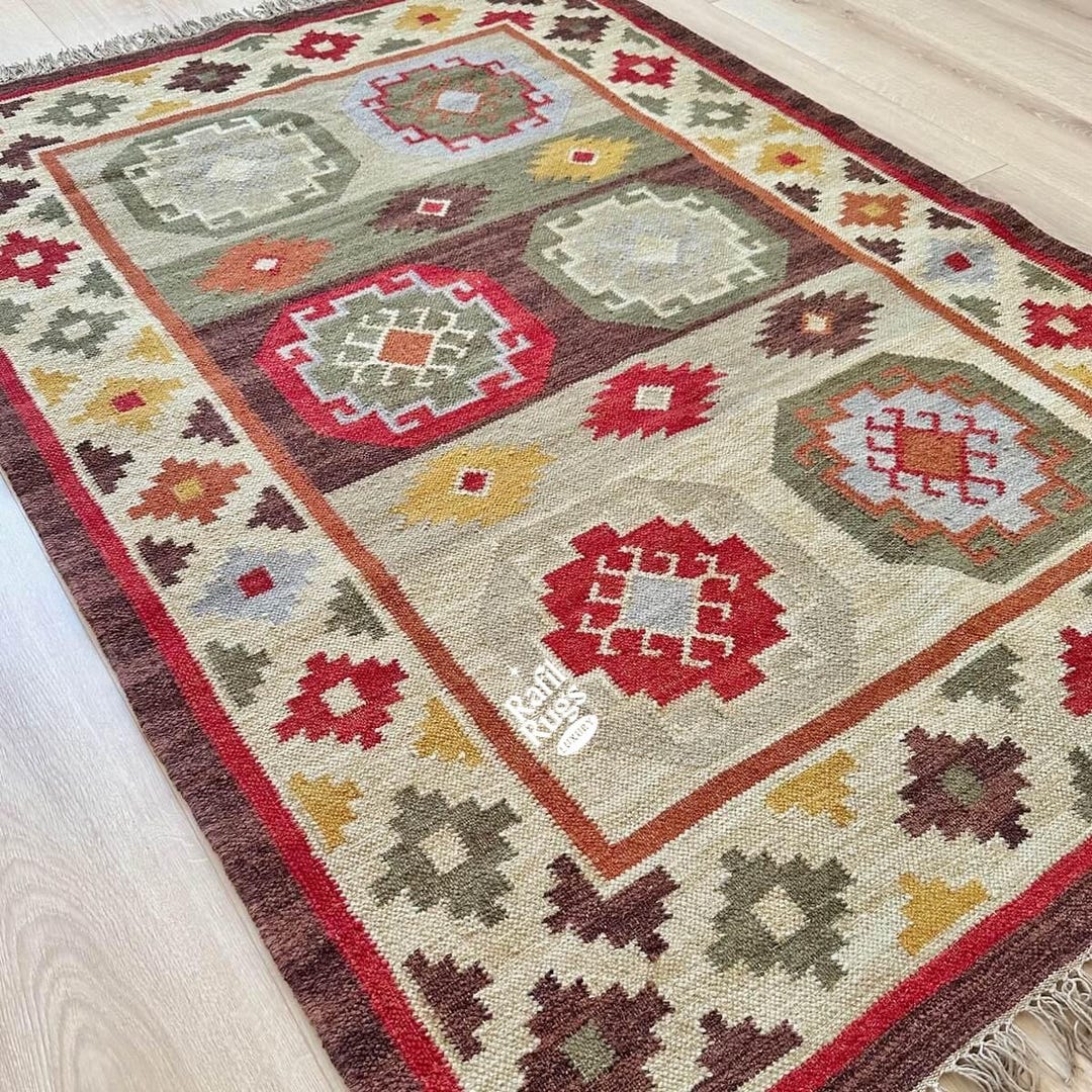 Luxury Kilim Rug | Modern Geometric Design | Rafi Rugs Collection - Etsy
