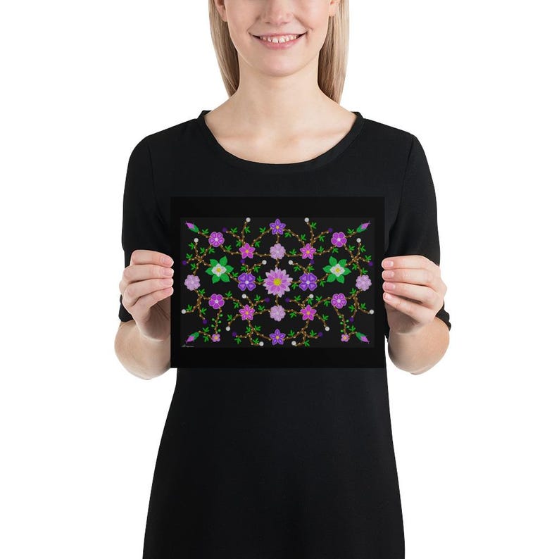 Mètis Floral Beadwork Poster (pink) - Etsy