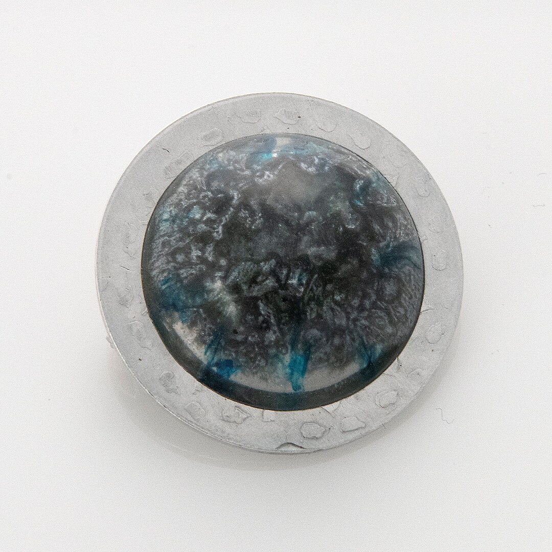 Blue and Silver Swirl Resin Circle Pin - Etsy