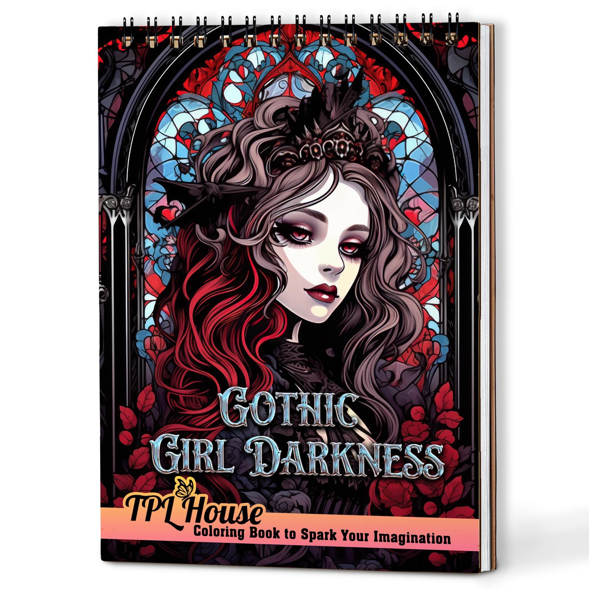 Gothic Girl Coloring Book: Wooden Cover, Spiral Bound, Dark Fantasy Art ...