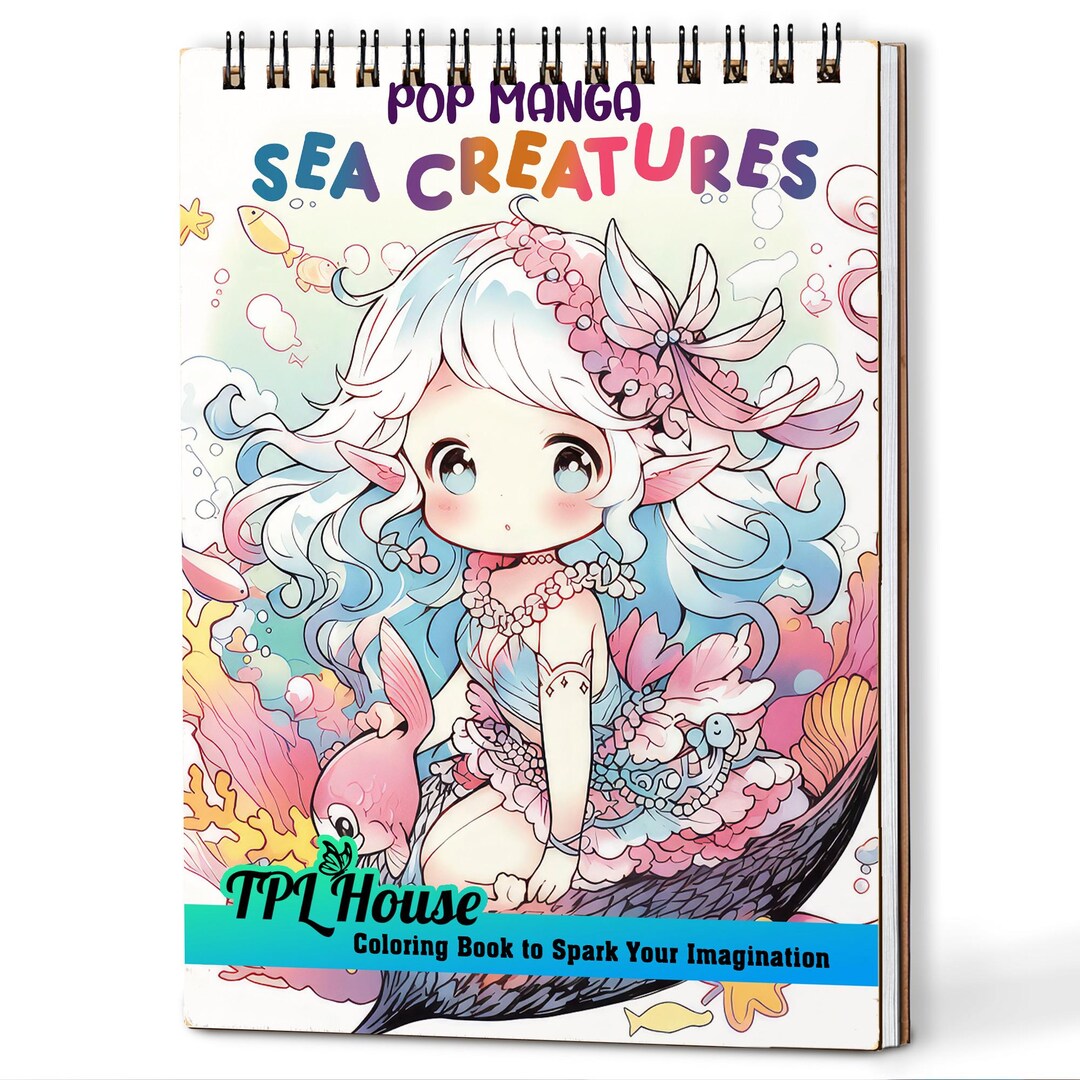 Manga Sea Creatures Coloring Book: A5 Wooden Cover, Spiral Bound - Etsy