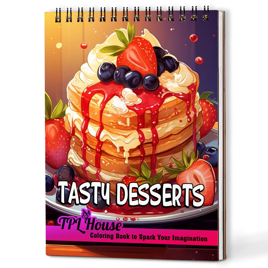 Desserts Coloring Book – A5, Cakes, Pastries, Wooden Cover, Spiral ...