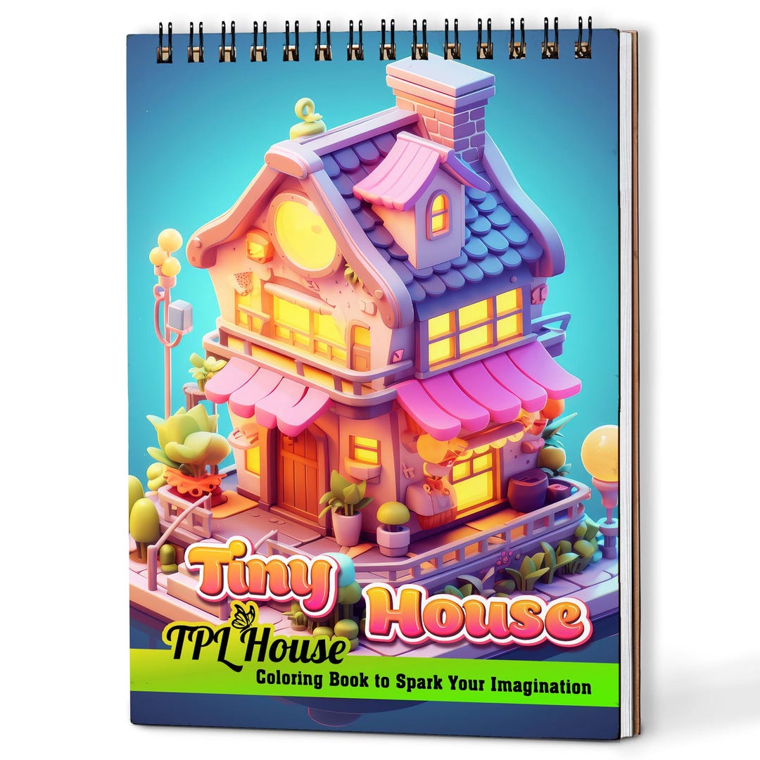 Tiny House Coloring Book: Wooden Cover, Spiral Bound, 30 A5 Pages - Etsy