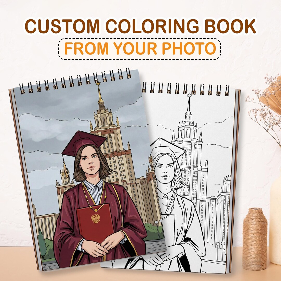 Custom Graduation Coloring Book From Your Photo – Personalized Coloring ...