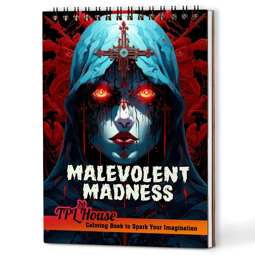 Malevolent Madness Coloring Book: Handmade Wooden Cover, 30 Pages - Etsy