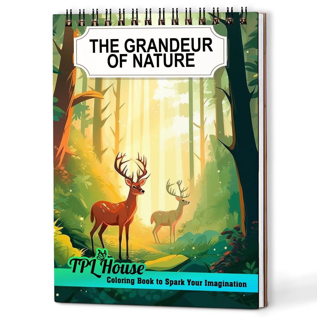 Nature Coloring Book: Wooden Cover, Spiral Bound, A5 (handmade) - Etsy