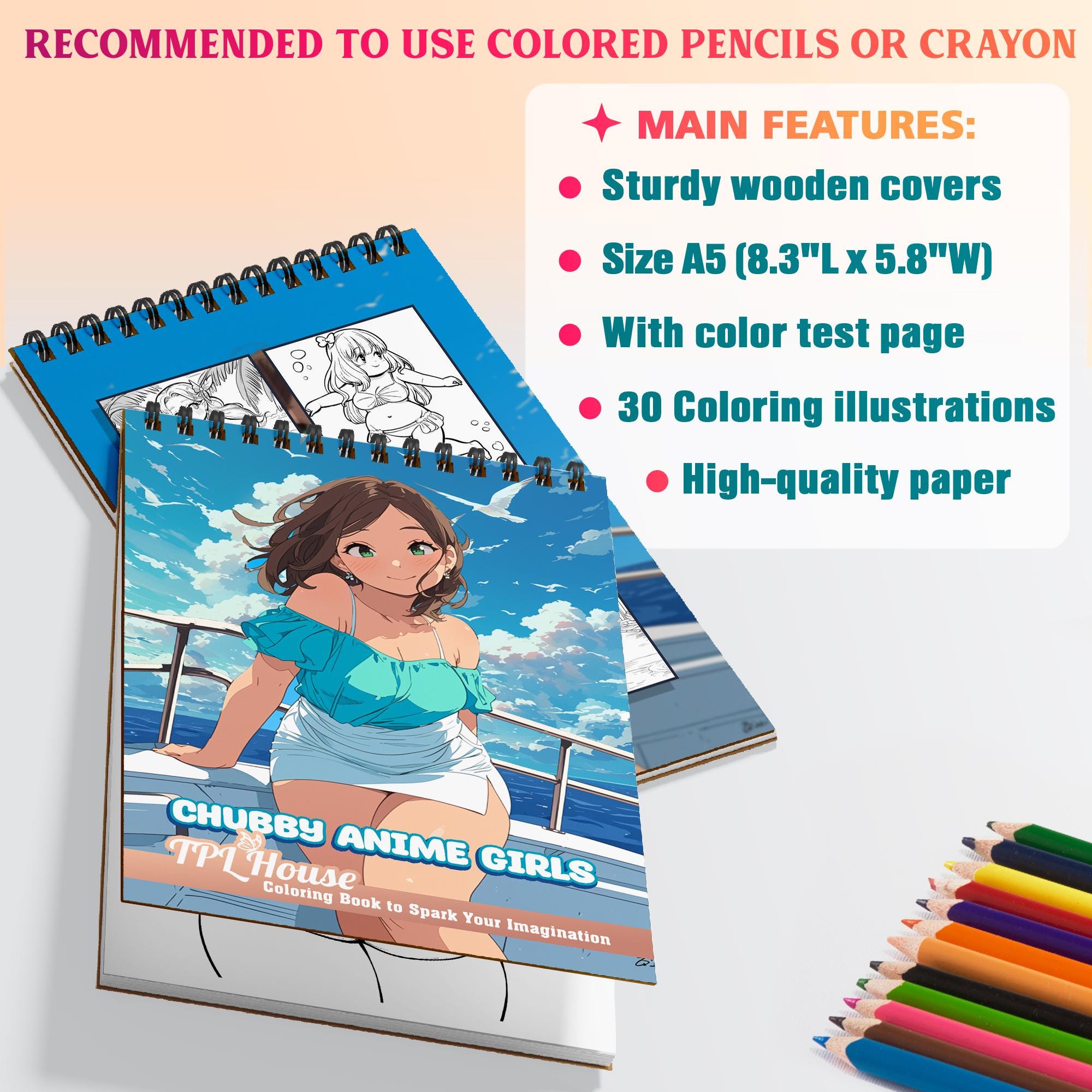 Chubby Anime Girls Coloring Book, Plus-size Characters, Wooden Cover - Etsy