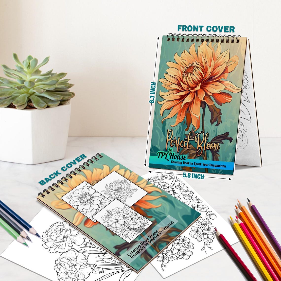 Floral Coloring Book: A5 Large Print, Wooden Cover, Spiral Bound - Etsy