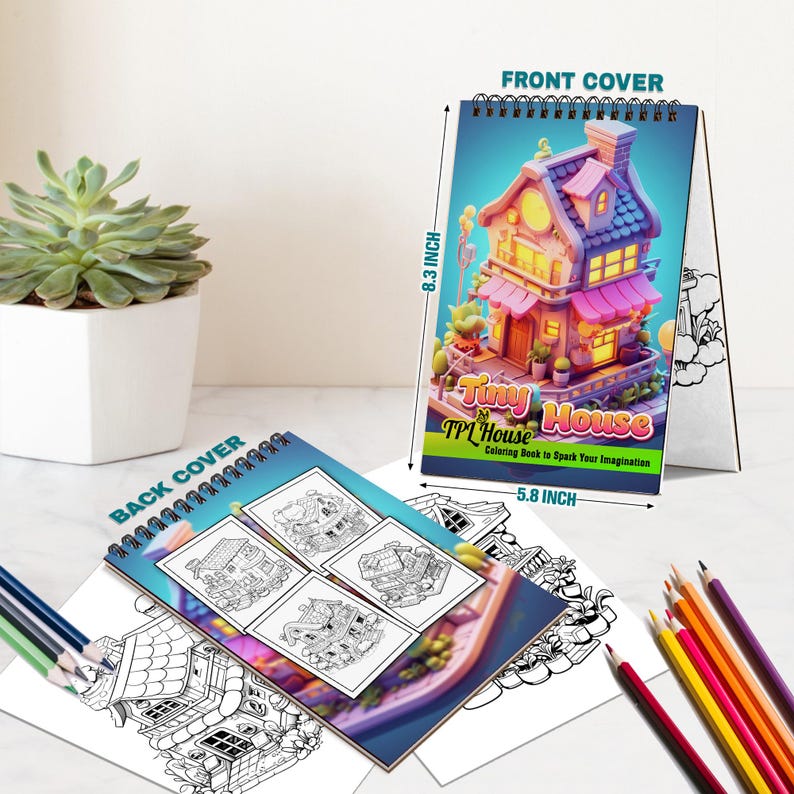 Tiny House Coloring Book: Wooden Cover, Spiral Bound, 30 A5 Pages - Etsy