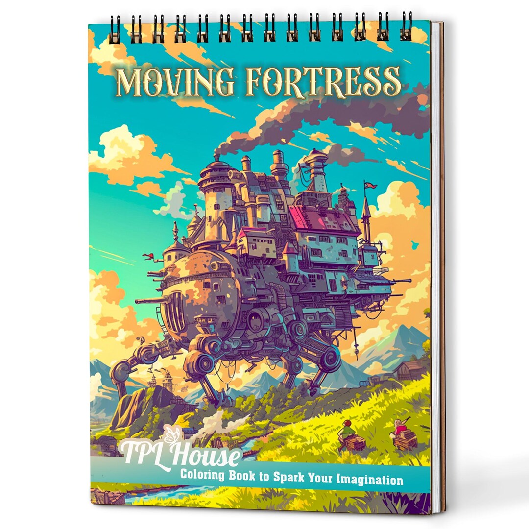 Moving Fortress Coloring Book – Steampunk Castles, Sci-fi Art (A5 ...