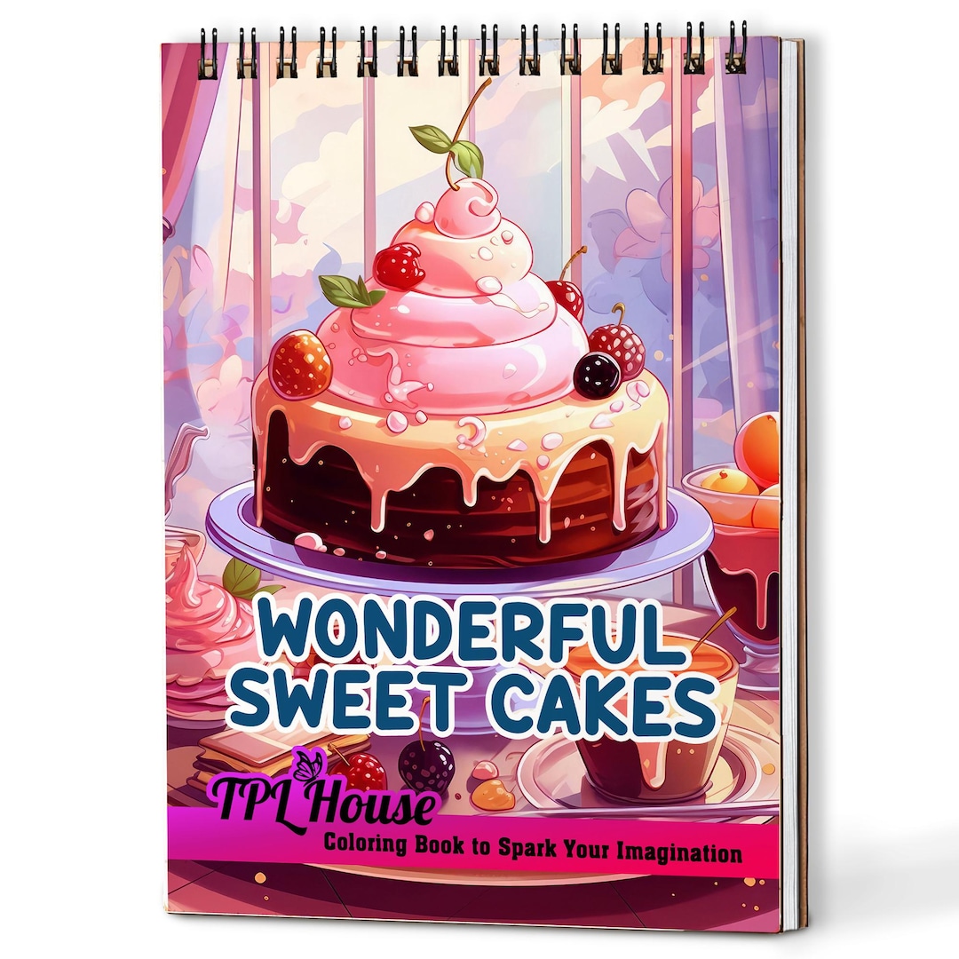 Sweet Cakes Coloring Book – A5 Dessert Illustrations, Wooden Cover - Etsy