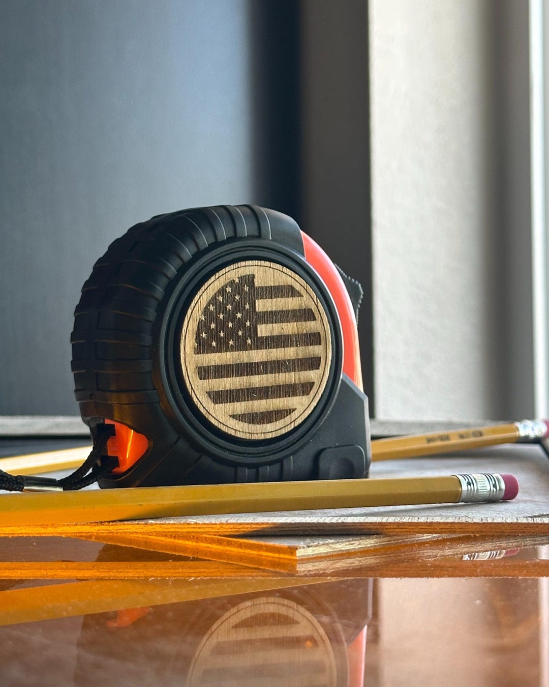 Rustic American Flag Tape Measure, American Flag Tape Measure, Wood ...