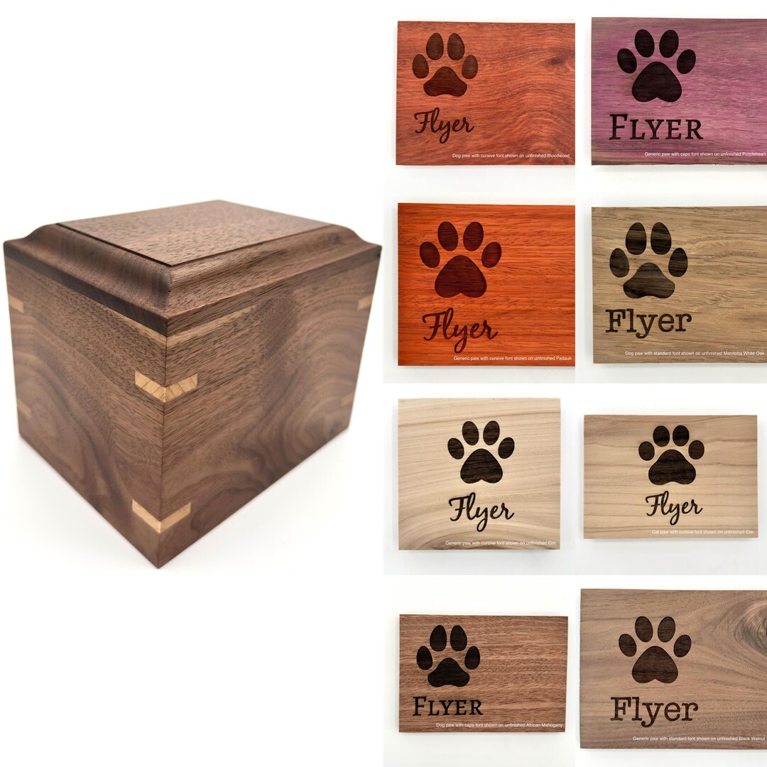 Handmade Pet Urn - Black Walnut Wood for Pets up to 190lbs - Etsy