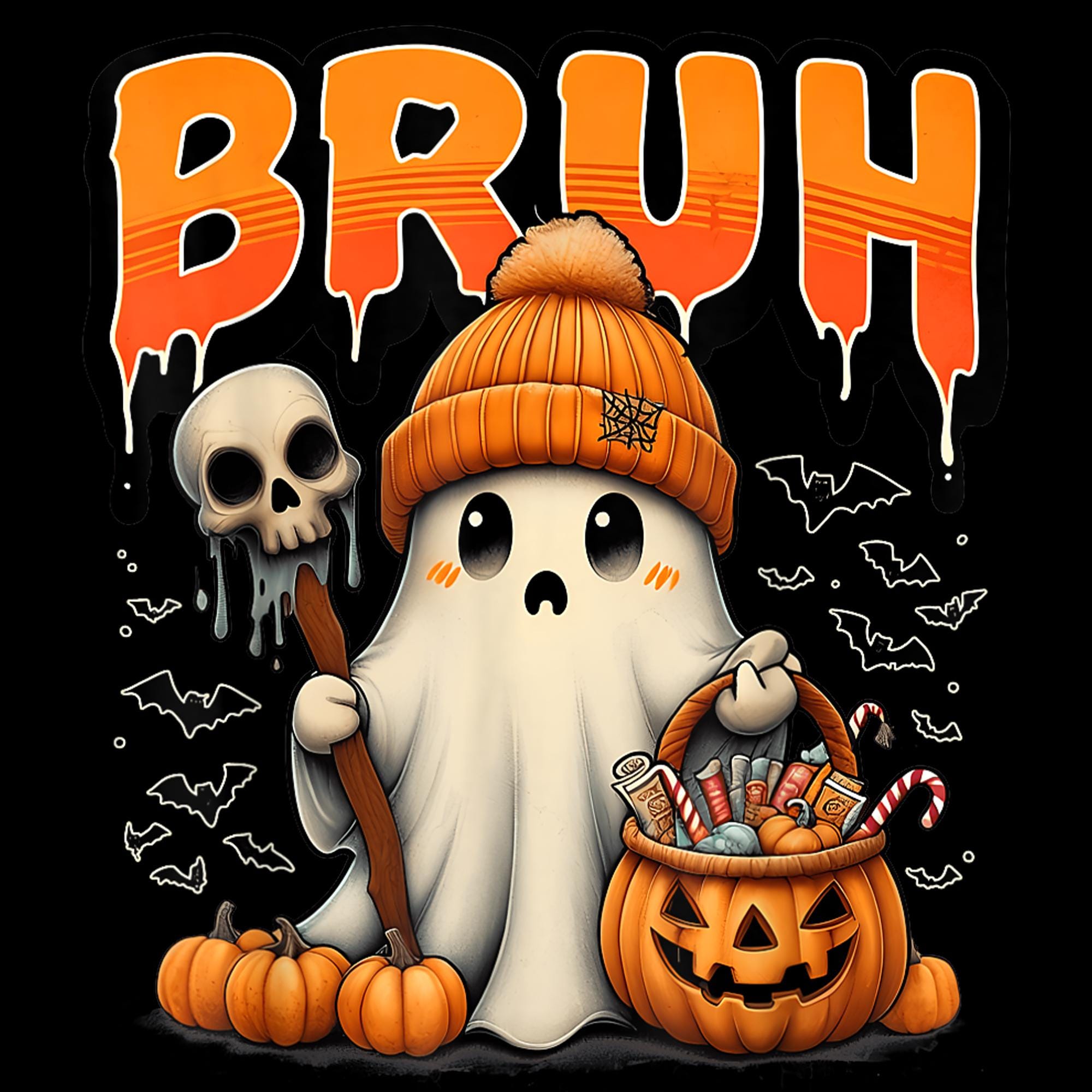 Funny Bruh Ghost Halloween PNG: Spooky Season Sublimation (digital ...