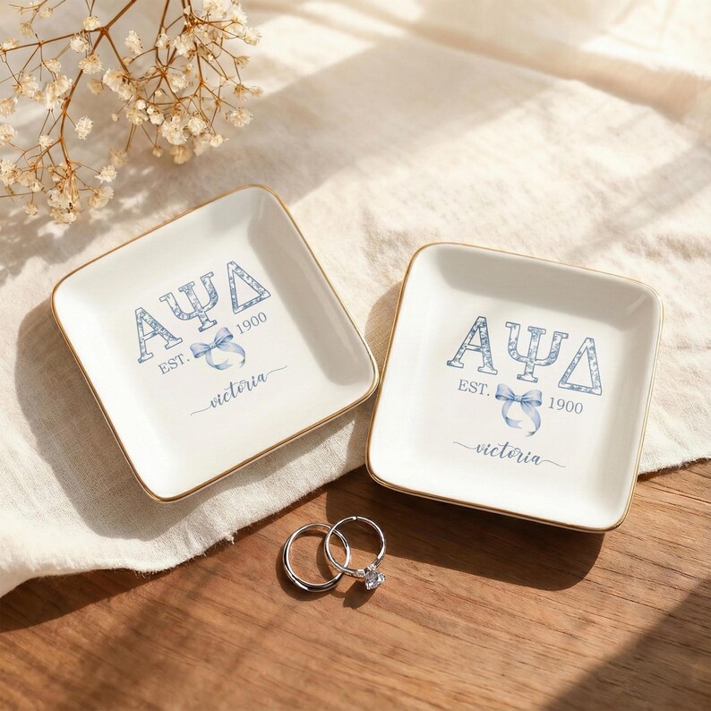 Personalized Sorority Name Ring Dish, Chinoiserie Style, Coquette Girl ...
