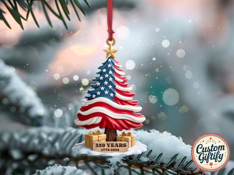 250th Anniversary Ornament 1776-2026, American Flag Christmas Tree ...