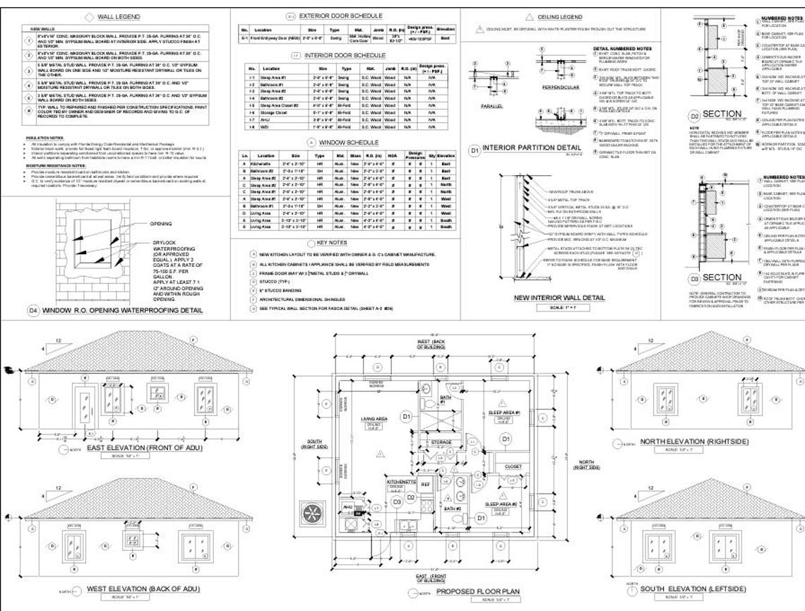 720 SF ADU Concrete Block Plans: Ready for Local Architect Review - Etsy