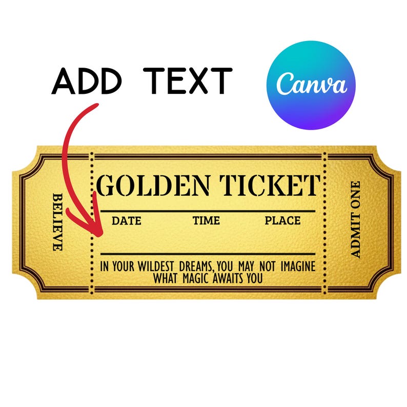 Printable Golden Ticket Gift Voucher, DIY Personalized Date Night ...