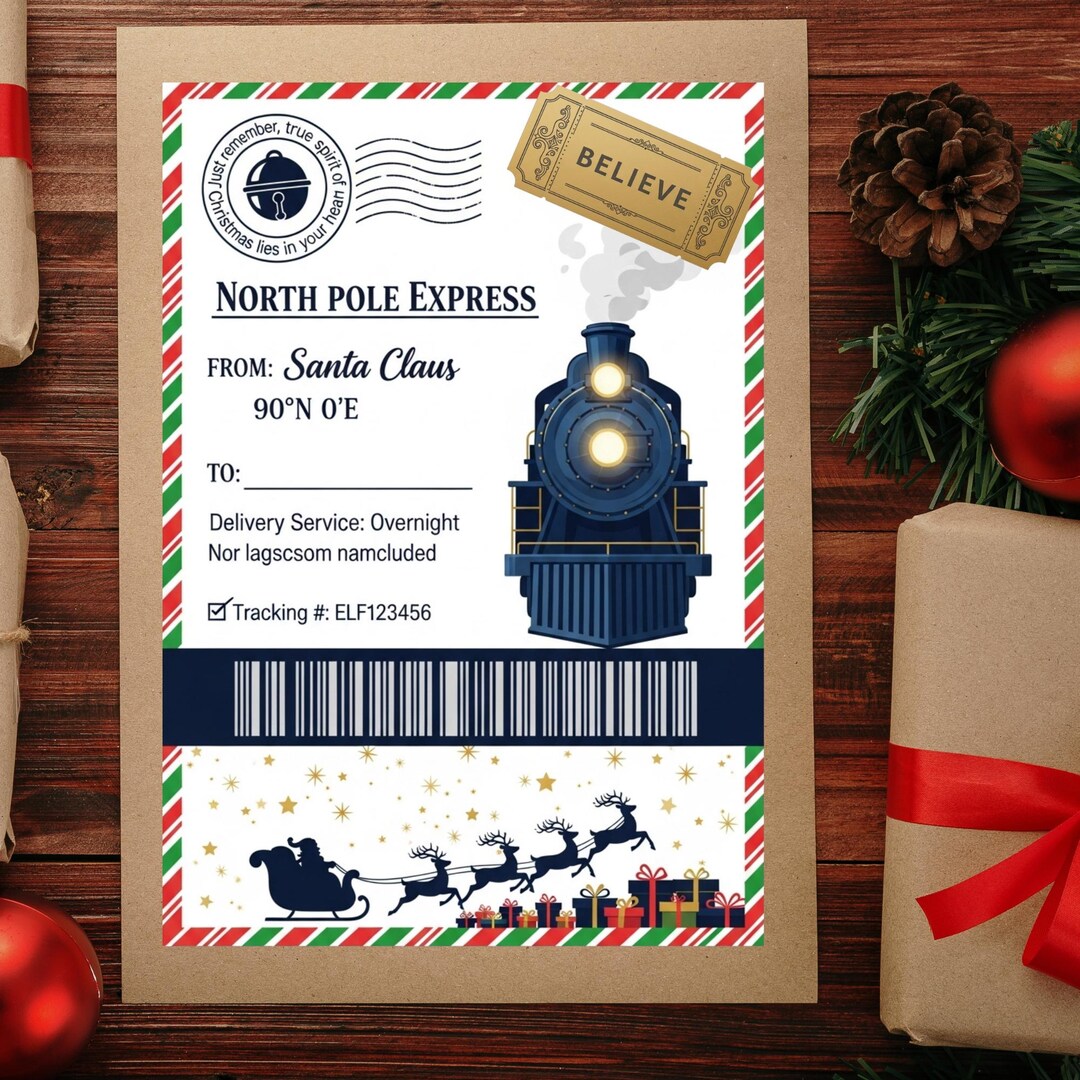 Santa Claus Shipping Label Template (digital Download), Christmas Mail ...