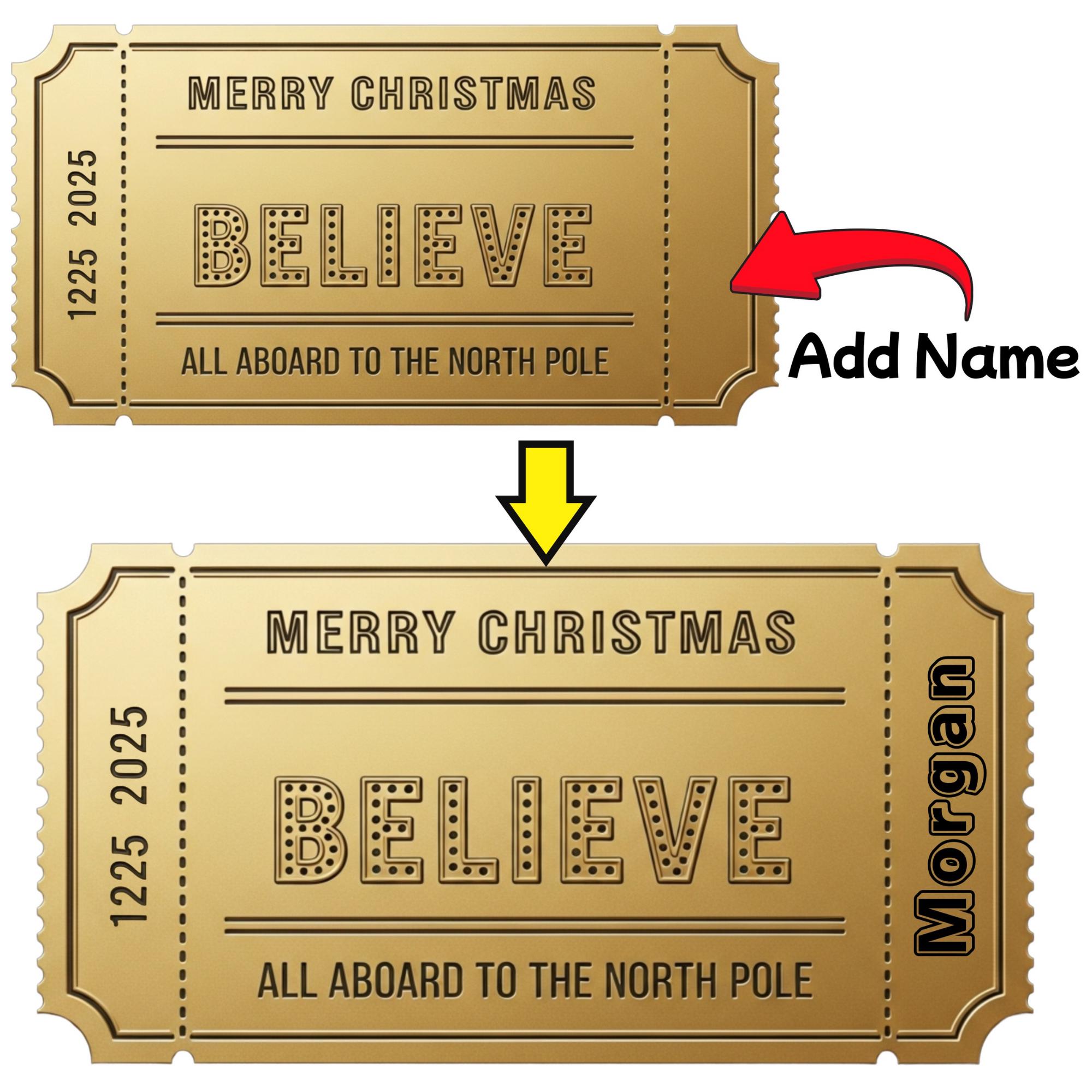 Polar Express Gold Ticket Add Name (digital Download), Personalized ...