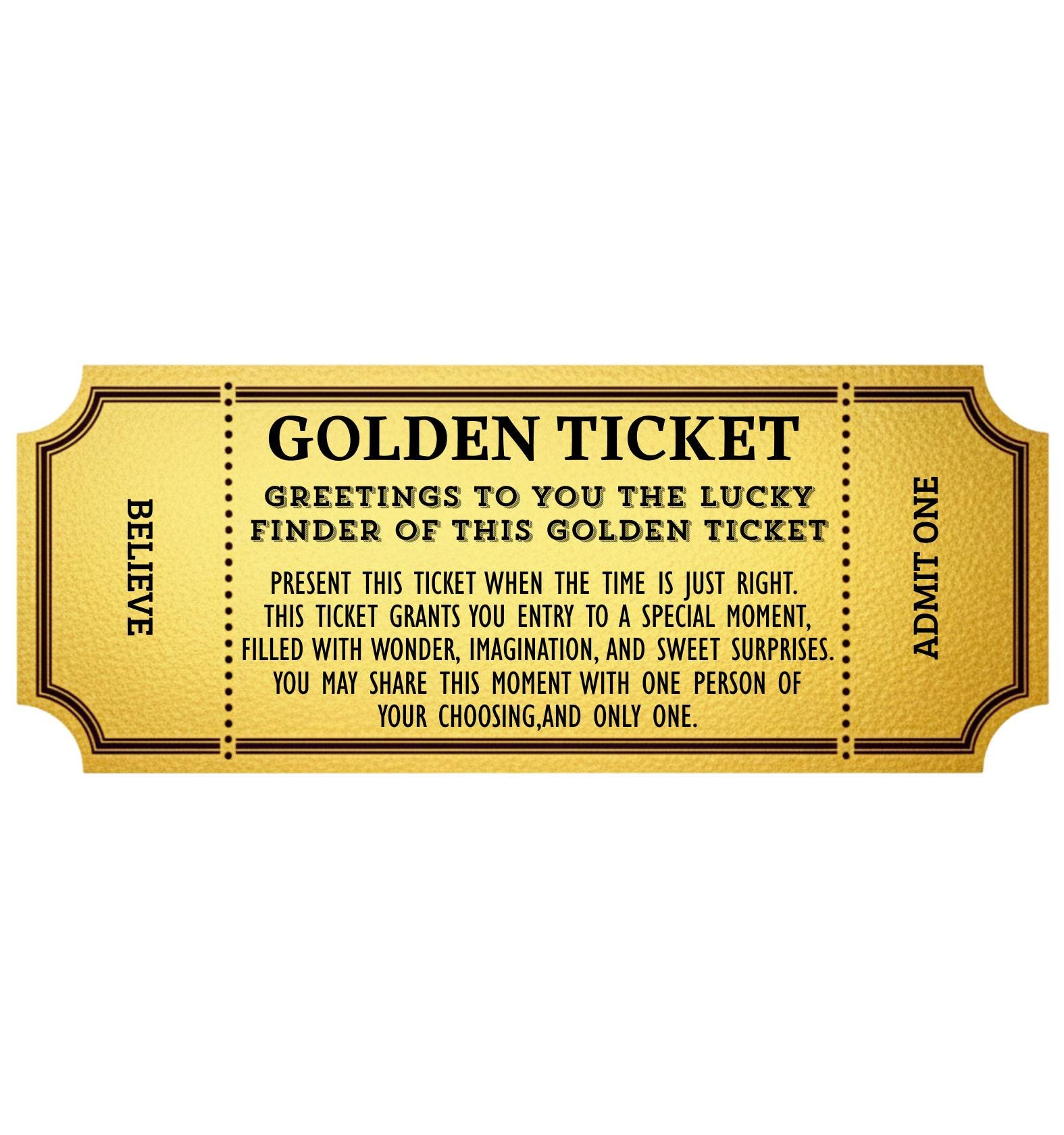 Printable Golden Ticket Gift Voucher, DIY Personalized Date Night ...