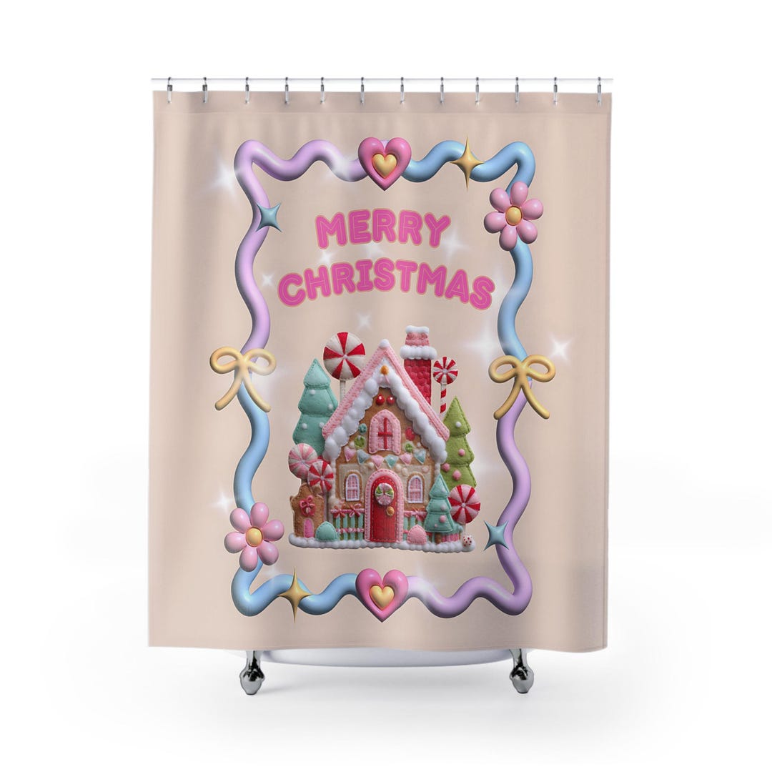 Christmas Gingerbread House Design Shower Curtains, Cozy Winter ...