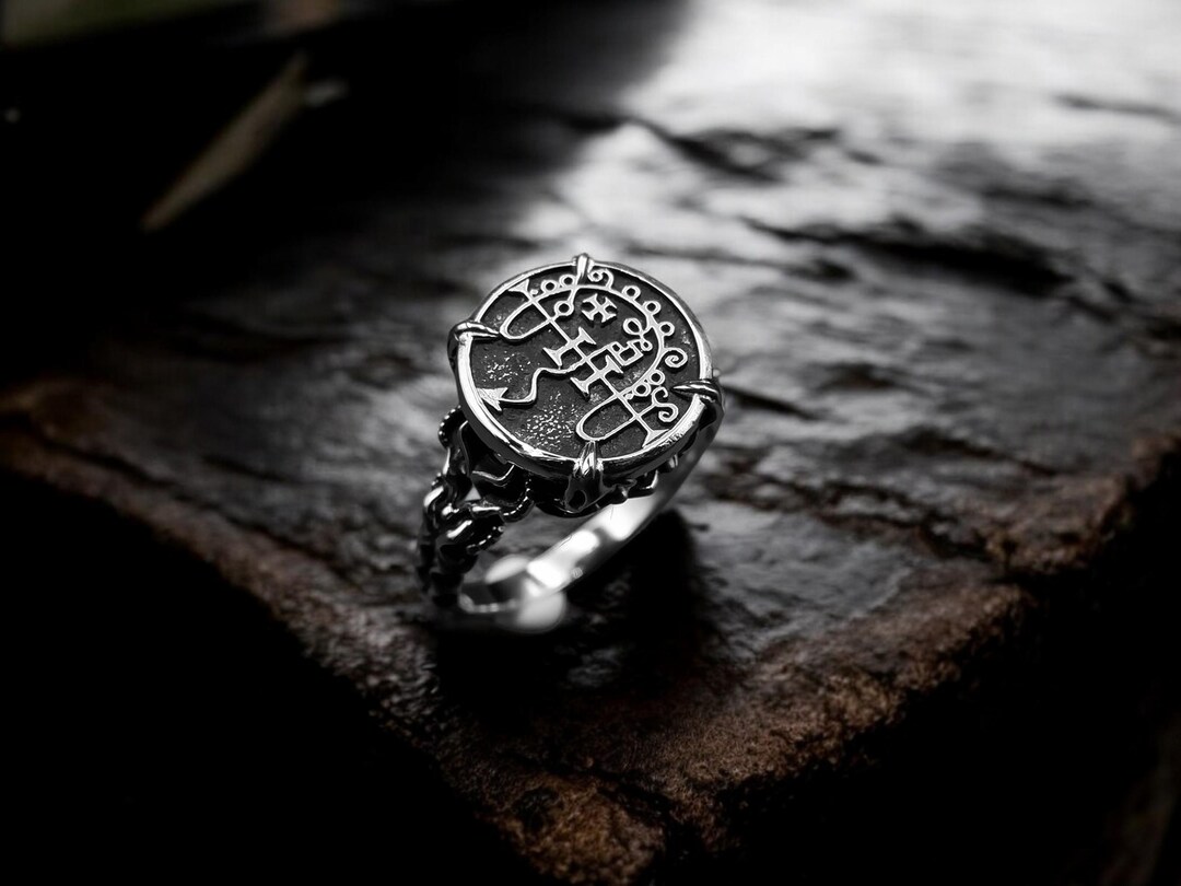 925 Sterling Silver Sigil Asmodeus Ring: Occult Gothic Jewelry for ...