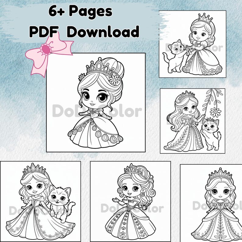 Chibi Princess Coloring Pages, Pets & Fairies Art Book (printable PDF ...